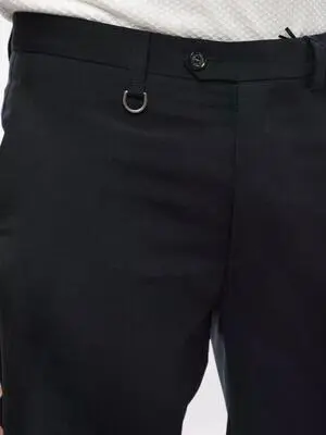 PAOLO PECORA Navy Blue Trousers With Turn-up Cuffs
