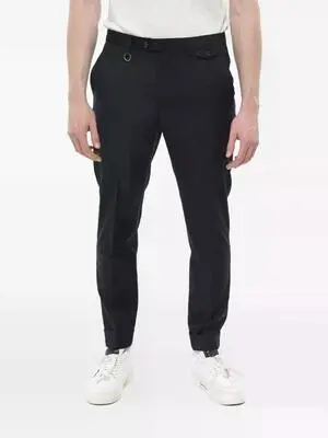 PAOLO PECORA Navy Blue Trousers With Turn-up Cuffs - Black