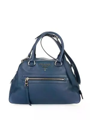 Prada Vitello Phenix Logo-plaque Tote Bag - Blue