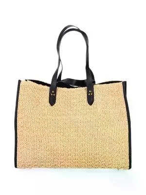 Jérôme Dreyfuss Large Raffia Tote Bag With Leather Trim - Neutrals