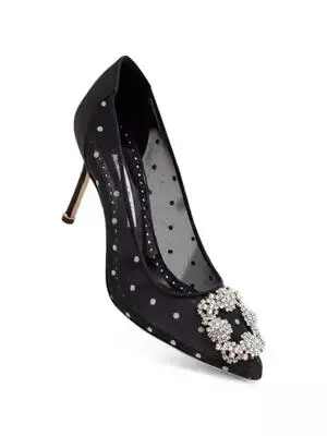 Manolo Blahnik Hangisi Polka-dot Mesh Pumps