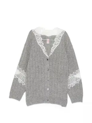 FETICO Hairy-lace Paneled Cardigan - Grey