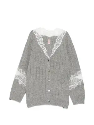 FETICO Hairy-lace Paneled Cardigan