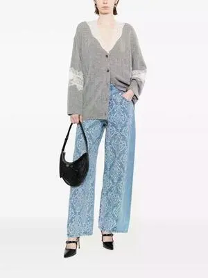 FETICO Hairy-lace Paneled Cardigan