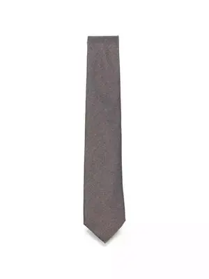 Canali Textured Silk Tie - Brown