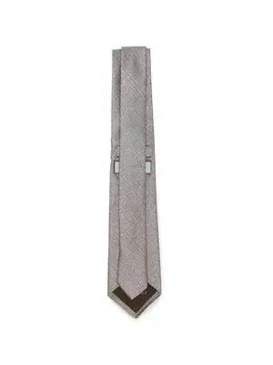 Canali Diamond-pattern Silk Tie - Grey