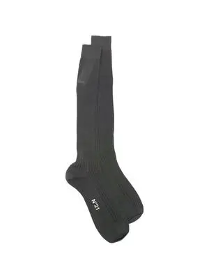 N°21 Ribbed-knit Logo-print Socks