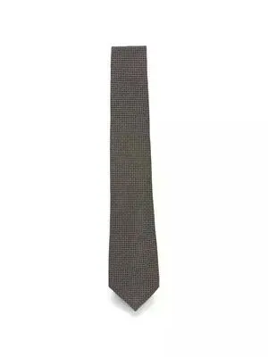 Canali Geometric-pattern Silk-blend Tie - Brown