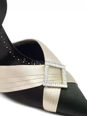 Manolo Blahnik Crystal-buckle Pleated Slingback Pumps