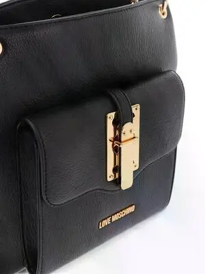 Moschino Grained-effect Logo-plaque Shoulder Bag