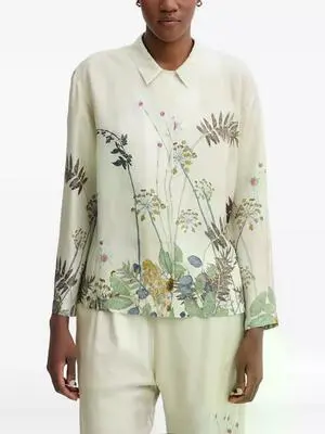 Munthe Faiza Floral-print Long-sleeved Shirt - Neutrals