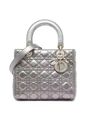 Dior Lambskin Cannage Lady Satchel - Silver