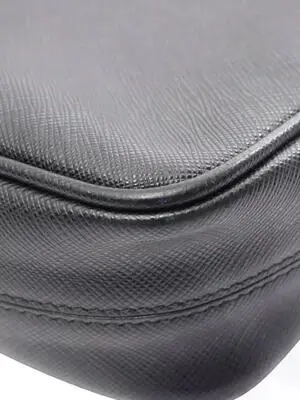 Prada Saffiano Zip Top Crossbody Bag - Black