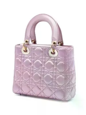 Dior Small Satin Cannage Swarovski Lady Satchel - Pink