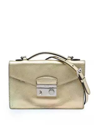 Prada 2013-2026 Saffiano Sound Lock Satchel - Gold