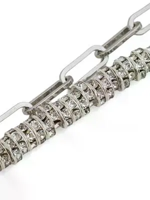 Patrizia Pepe Crystal Embellished Layered Chain Necklace - Silver
