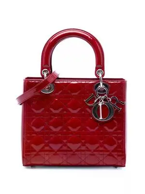 Dior 2015 Medium Patent Cannage Lady Satchel - Red