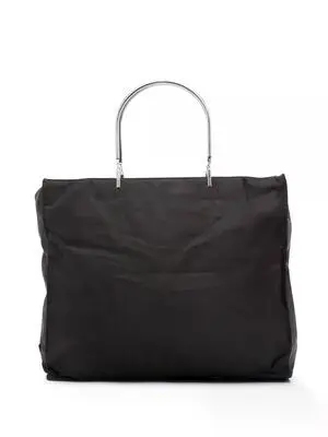 Prada 2000-2013 Tessuto Metal Handle Bag Tote Bag - Brown