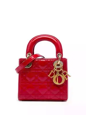 Dior 2015 Mini Patent Cannage Lady Satchel - Red