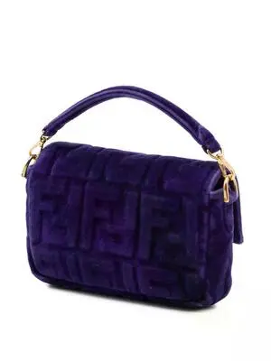 Fendi Mini Zucca Embossed Velvet Baguette Satchel