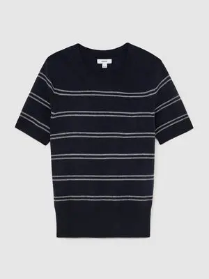 REISS Sabrina Wool-blend Striped Knit Top With Cashmere