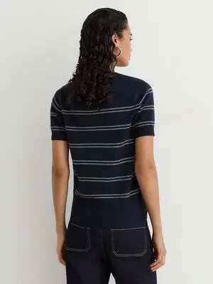 REISS Sabrina Wool-blend Striped Knit Top With Cashmere