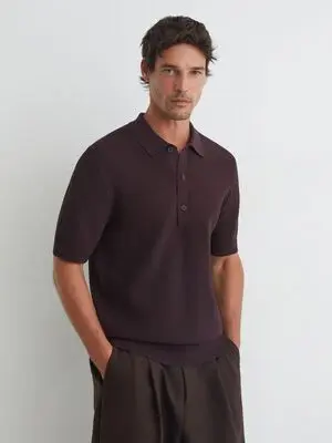 REISS Warren Polo Shirt - Dark Bordeaux