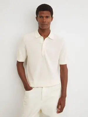 REISS Warren Polo Shirt Ecru