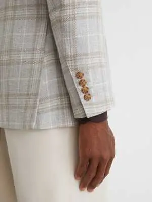 ATELIER Hemp Wool Check Single Breasted Classic Fit Blazer