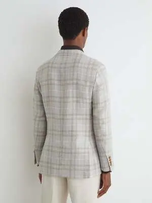 ATELIER Hemp Wool Check Single Breasted Classic Fit Blazer