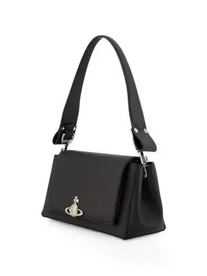 VIVIENNE WESTWOOD Medium Hazel Grained Leather Tote Bag - Black