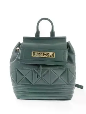 Moschino Quilted Logo-plaque Backpack - Green