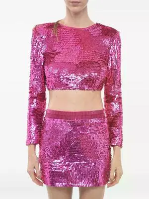 Retrofete Leanne Sequin-embellished Cropped Top
