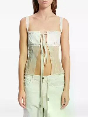 ANN DEMEULEMEESTER Embroidered Silk Top - Neutrals