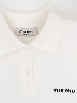 Miu Miu Cotton Long Sleeve Polo - White