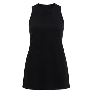 CONQUISTA Sleeveless Scoop Neck Mini Dress With Sheer Stripe Detail