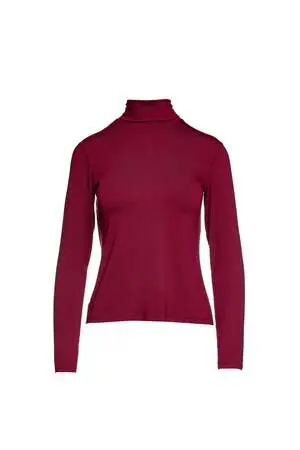 CONQUISTA Burgundy Turtle Neck Top By - Red