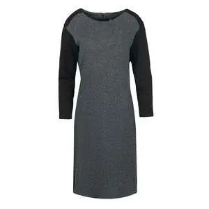 CONQUISTA Straight Dress With Black Detail - Grey