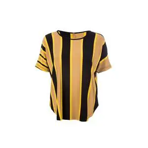CONQUISTA Sheer Detail Stripe Top - Black