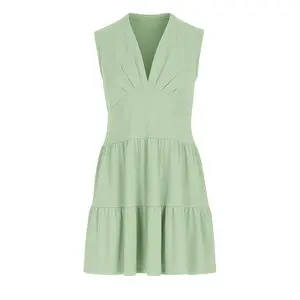 CONQUISTA Sleeveless V-neck Jersey Dress - Green