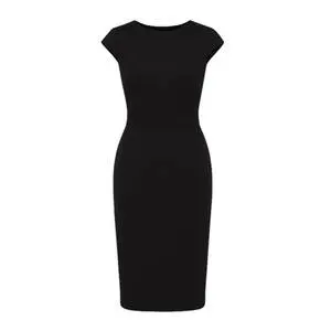 CONQUISTA Solid Colour Dress With Cap Sleeves Color - Black