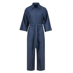 CONQUISTA Indigo Cotton Jumpsuit With Belt