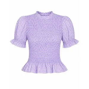 Mind Traveler Lea Lavender Gingham Top - Purple