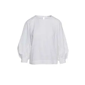 CONQUISTA Bishop Sleeve Jacquard Top In Sustainable Fabric - White
