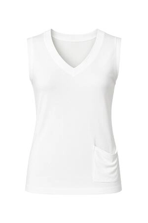 CONQUISTA V-neck Pocket Detail Top - White