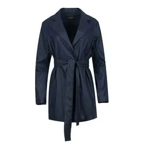 CONQUISTA Navy Faux Leather Jacket With Belt - Blue