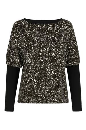 CONQUISTA Sleeve Detail Print Top - Black