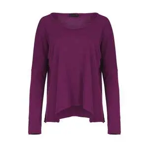 CONQUISTA Aubergine Knit Top With Batwing Style Sleeves - Purple