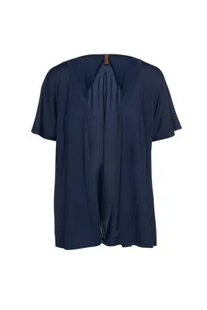 CONQUISTA Short Sleeve Open Front Cardigan In Navy - Blue