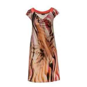 CONQUISTA A-line Printed Dress With Drape Neckline